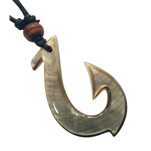 商品名: スイミ 手彫り マザーオブパールシェル マオリフィッシュフック トライバルペンダント 調節可能なコードビーズネックレス ハンドメイドジュエリー メンズ レディース DA313, マザーオブパール, 宝石なし Swimmi Hand...