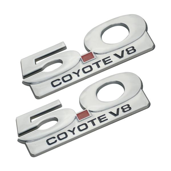 商品名: 2枚 5.0 コヨーテ V8 エンブレム 3D メタル サイドフェンダー トランク 車 SUV レーシング バッジ デカール ステッカー 交換用 マスタング 150 250 350用 (シルバー) 2Pc 5.0 Coyote V...