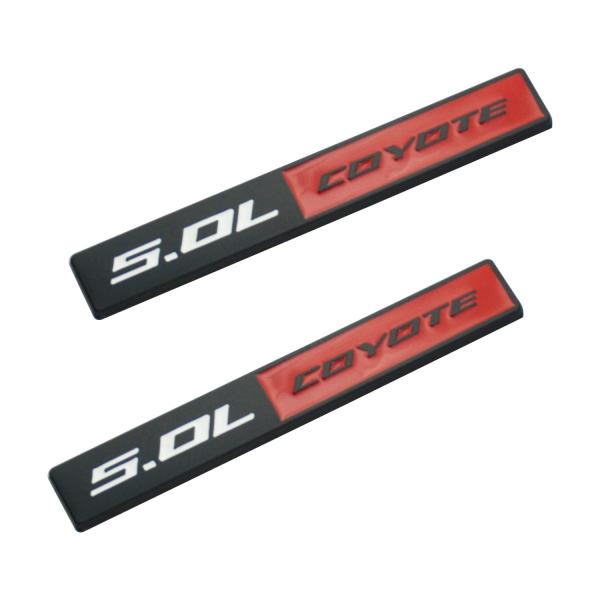 商品名: 5.0L コヨーテエンブレム 3Dバッジ V8 エンジントランクフェンダー メタル 5.0 デカール ネームプレート ステッカー 交換用 マスタング 150 (ブラックレッド) 2パック 2Pack 5.0L Coyote Emb...