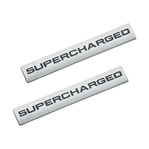 商品名:  Pair Set Supercharged Emblem 3D Raised Metal Car Logo Premium Auto Lid Badge V6 V8 Engine Rear Trunk Sticker Side ...