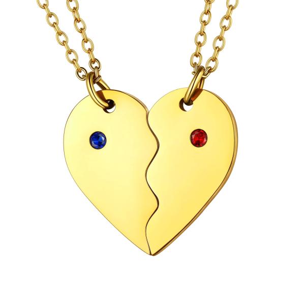 商品名:  FaithHeart Personalized Customized for 2 Puzzle Name Heart Pendant Stainless Steel Couple Necklace Set for Womenブラ...