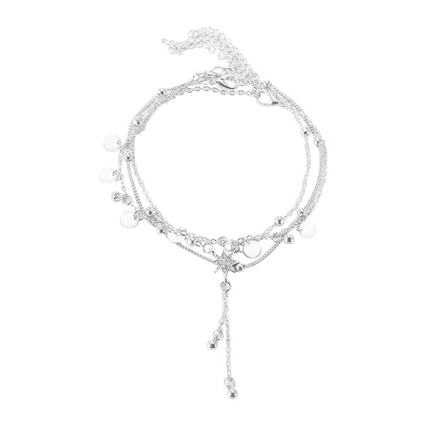 商品名:  3 Pcs Boho Anklet Bracelets Set for Women Dainty Link Anklets Stackable Vintage Tassel Pendant Beads Charm Ankle C...