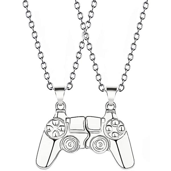 商品名: カップル用マッチングネックレス 磁気誘惑ゲームコントローラー ネックレスブレスレットセット 友情 姉妹 親友 関係 ハート ラブ ネックレス ブレスレット ボーイフレンドとガールフレンドに 長距離 トレンディ, 亜鉛, 合金。 M...