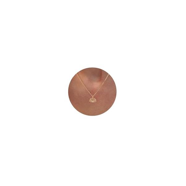商品名: VRIUA サンネックレス レディース 華奢なゴールドネックレス 18K金張り 蓮の花 ペンダントネックレス シンプルなジュエリー 普段使いに 女の子に, 真鍮, 宝石なし VRIUA Lotus Flower Necklace ...