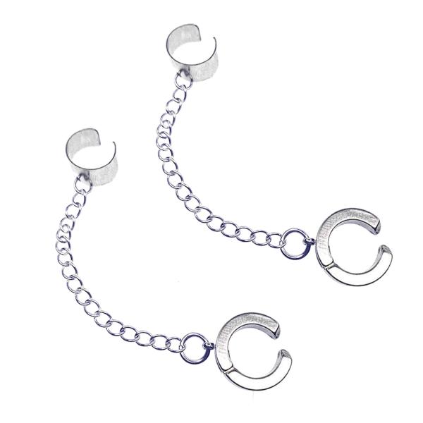 商品名:  Milue 1 Pair Simple Silver Cartilage Earrings No Piercing Ear Cuff Clip Stainless Steel Stud Dangle Earrings for W...