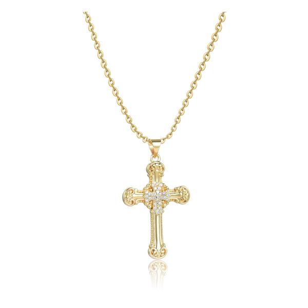 商品名:  SBI Jewelry Gold Greek Cross Necklace for Women Men Family Christmas Friends Clear CZ Jesus Love God Cubic Zirconi...