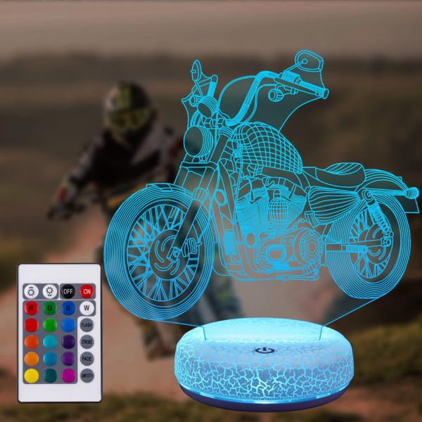 商品名: YKLWORLD オートバイナイトライト 3Dイリュージョンランプ USB充電式 LEDモーターバイク ナイトライト 16色変化 タッチセンサー リモコン付き デスクテーブルランプ 車のおもちゃ 装飾 寝室 子供 男の子 男性 誕...