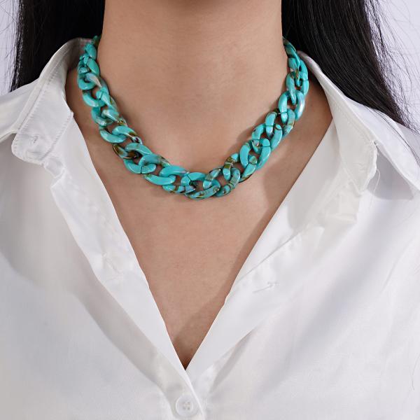 商品名: YERTTER アクリル樹脂チェーンネックレス チャンキーチェーン リンクネックレス カラーネックレス プラスチック ビッグリンクチェーン 樹脂チョーカー ステートメント 分厚いチェーン ボーホー パンク 軽量チェーン レディース...