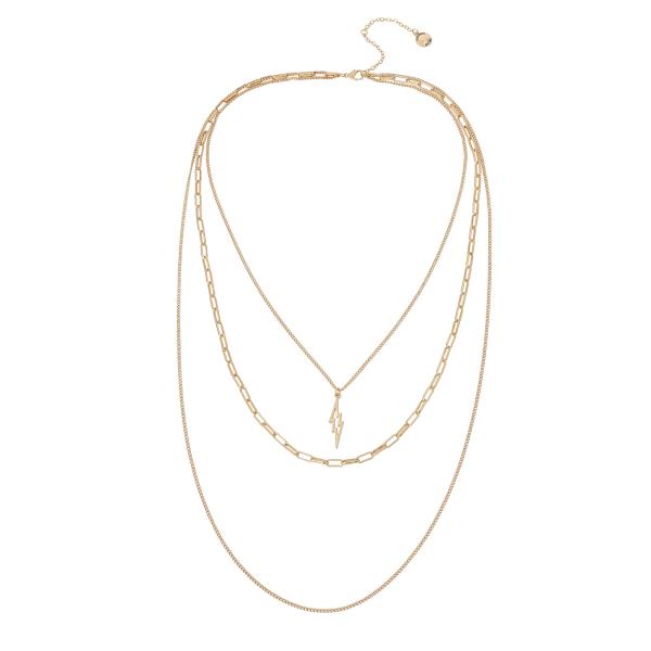 商品名: Steve Madden ライトニングボルト レイヤードネックレス, One Size, 金属, 宝石なし Steve Madden Lightning Bolt Layered Necklaceブランド: Steve Madde...