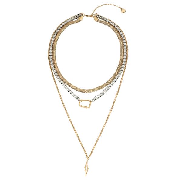 商品名: Steve Madden ライトニングボルト レイヤードネックレス, One Size, 金属, 宝石なし Steve Madden Lightning Bolt Layered Necklaceブランド: Steve Madde...