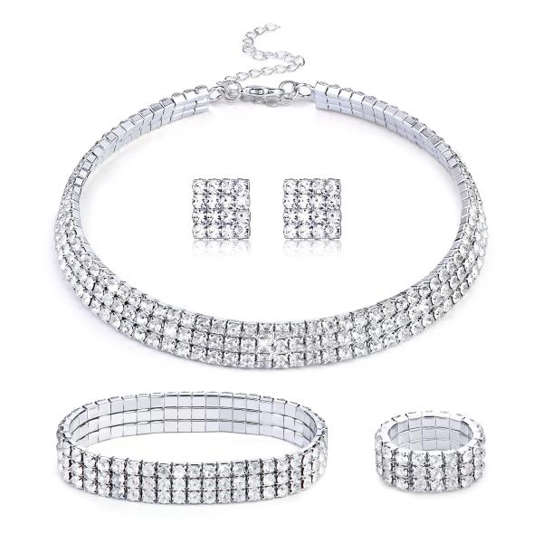 商品名: HAIAISO クリスタル ラインストーン チョーカー ネックレス ジュエリーセット, ラインストーン HAIAISO Rhinestone Crystal Jewelry Set Rhinestone Choker Neckla...