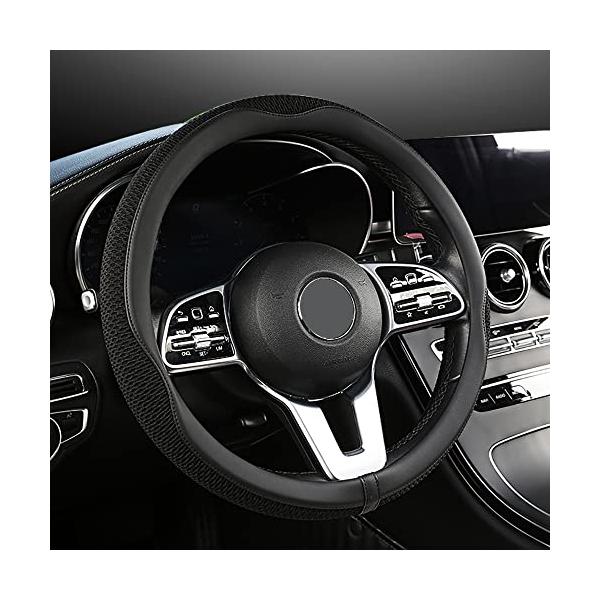 商品名: LIKEWEI ハンドルカバー ユニバーサル 15インチ マイクロファイバーレザー 通気性技術生地 滑り止め 快適 冬は暖か 夏は涼しい ブラック LKWLIKEI Car Steering Wheel Cover, Univer...