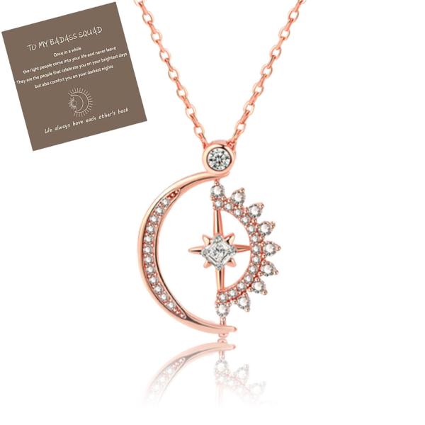 商品名: to My Badass Squad ネックレス 太陽と月 - S925 スターリングシルバー &amp; 14Kゴールドメッキ 回転可能 ネックレス ジュエリーギフト レディース ガールズ カードとギフトボックス付き MKLOP...