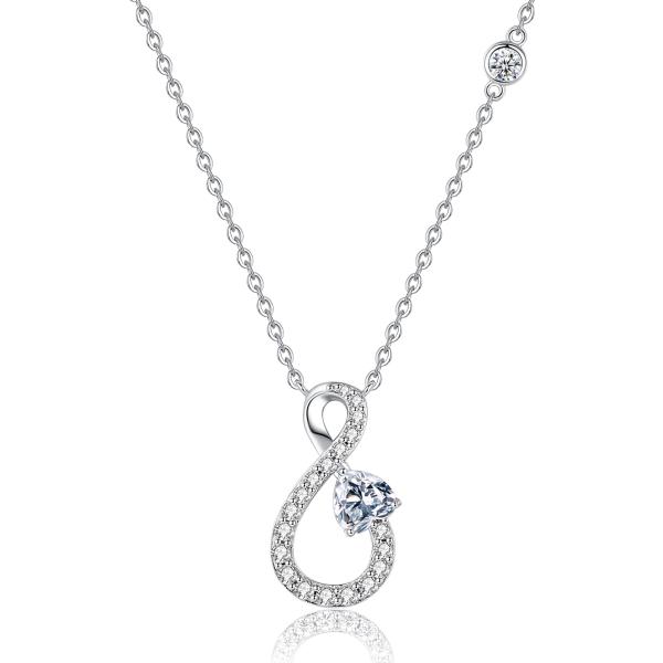 商品名: FANCIME ネックレス レディース 925スターリングシルバー ハートまたはローズ インフィニティ ペンダント ネックレス 模造ダイヤモンド CZ ファインジュエリー 記念日 誕生日 クリスマスギフト 女の子 妻 友達 チェー...