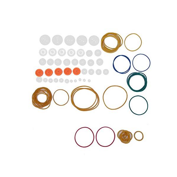 商品名:  84pcs Transmission Belt Pulley Set 2mm Shaft Diameter Plastic Gears Pulley Shaft Belt Worm Rack Set DIY Gear Assor...