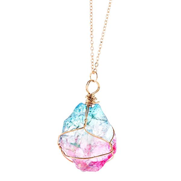 商品名:  Dainty Wedding Band Pendant Necklace for Women Necklaces Trendy Pendant Necklace Rainbow Stone Plated Quartz Natur...