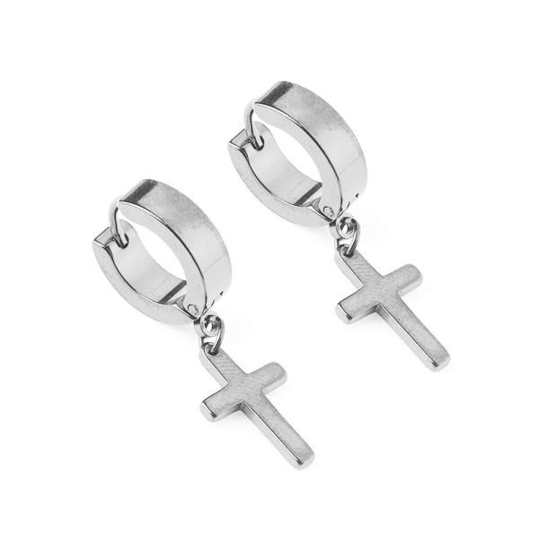 商品名:  1Pc Men/Women Hoop Punk Gothic Stainless Steel Ear Stud Cross Stars Dangle Pendant Earrings(Silver Cross 2)ブランド: G...