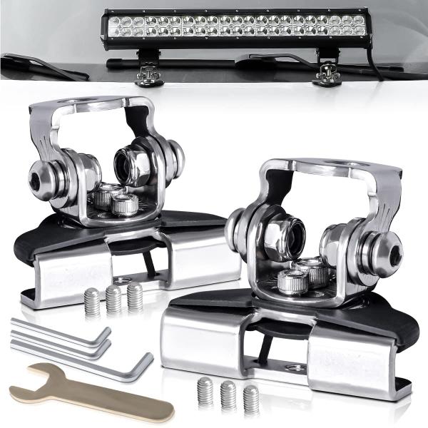 商品名:  BWCaid Led Light Bar Mounting Brackets Kit 304 Stainless Steel Universal Hood Pillar Led Work Light Bar Mount Brac...