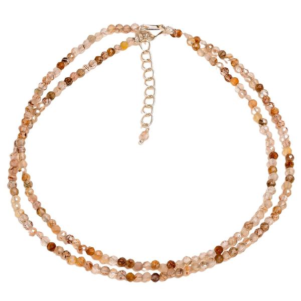 商品名: 天然ブラックルチルクォーツ ジェムストーン 華奢 2.5mm ビーズチョーカーネックレス ハンドメイドジュエリー 彼女への誕生石 チャクラヒーリングクリスタル 925スターリングシルバーチェーン 17インチ EVERLING JE...