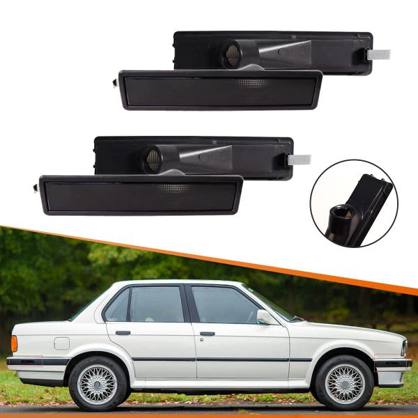 商品名: ADIIL フロント&amp;リアバンパーサイドマーカーランプキット 4個セット 1884-1991 BMW E30 3シリーズ スモークレンズ サイドマーカーライトハウジング ADIIL 4PCS Front and Rear ...