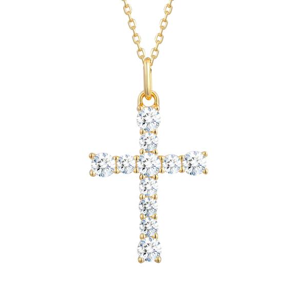 商品名: 十字架ネックレス レディース 信仰ペンダント 華奢なゴールドメッキ クロスペンダントネックレス クロスレイヤーネックレス ミニマリスト シンプル 神 主の祈り 宗教ジュエリーギフト, 金属, キュービックジルコニア Meow St...
