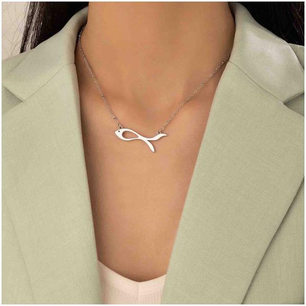 商品名: Erimberate ボヘミアン 水平フィッシュネックレス チョーカー イクサス フィッシュチョーカーネックレス シルバー ミニマルネックレスチェーン サテライトチェーンネックレス ジュエリー レディース ガールズ Erimber...