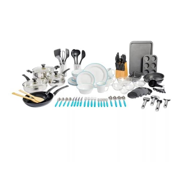 商品名:  95-Piece Complete Kitchen Starter Set | Essential kitchen tools | Comprehensive kitchen in a box (Teal)ブランド: Gener...