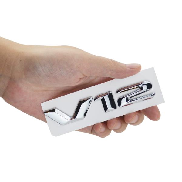 商品名: V12 エンブレム 3D バッジ フェンダー トランク テールゲート エクステリア デカール ステッカー 交換用 V12 エンジン 自動車 (シルバー) 1枚 1Pc V12 Emblem 3D Badge Fender Trun...