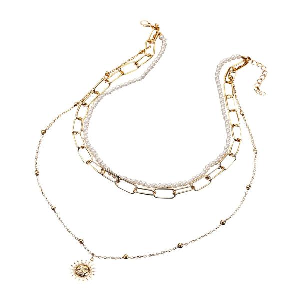 商品名:  Layered Choker Chain Necklaces for Women Long Personality Multi Thick Women's Pearl Sweater Chain Chain Creative L...