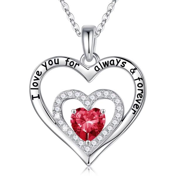 商品名: Forever Love ハートネックレス 女性へのギフト 925スターリングシルバー 誕生石ネックレス 女性用 記念日 バレンタインデー 彼女 母の日 クリスマス 誕生日プレゼント 女性 お母さん 妻, スターリングシルバー, ...