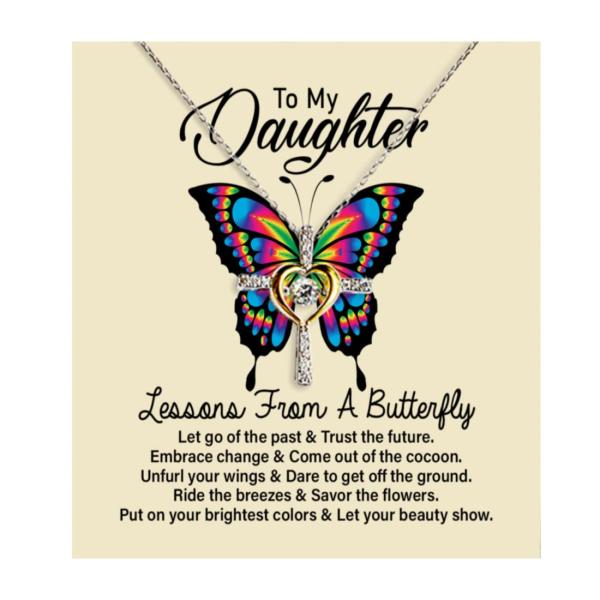 商品名:  925 Sterling Silver Daughter Necklace, To My Daughter From Mom, Father Daughter Gifts, Cross Dancing Necklace With...