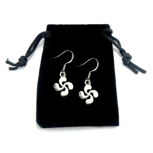 商品名:  Lauburu Earrings, Tiny Basque Cross Charm Drop Ear Rings Celtic Galici Asturian, The Basque Cross Lau-Buru la Croi...