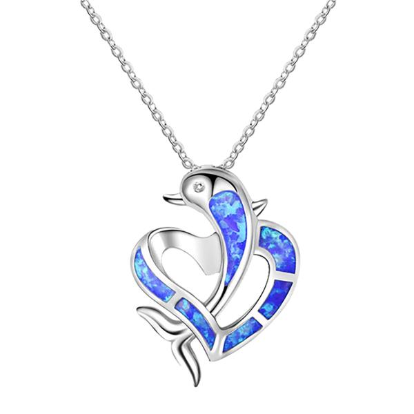 商品名:  Cute Preppy Vintage- Chokers Necklace for Women Temperament Opal Silver Pendant Love Pendant Fashion Dolphin Neckl...