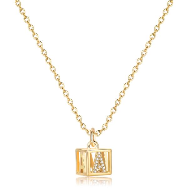 商品名: MJartoria 14Kゴールドメッキ シングルレイヤー イニシャルネックレス レディース 幾何学ペンダント A-Z レターネックレス 華奢なチェーンネックレス 女性用ジュエリー, 金属, 宝石なし。 MJartoria 14K...