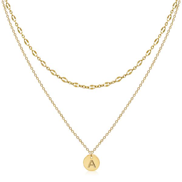 商品名: Aisansty レイヤードイニシャルチョーカーネックレス レディース ガールズ ハンドメイド 14Kゴールドメッキ 華奢な輝くチェーンチョーカー かわいいレターコインペンダント 調節可能な重ね着ゴールドネックレス ジュエリーギフ...