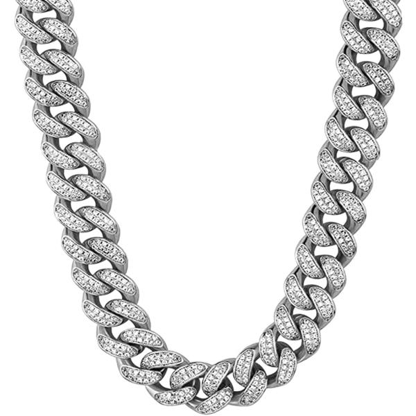 商品名: Apzzic 12mm アイスアウト キュービックジルコニア マイアミキューバリンクチェーン ダイヤモンドカーブチョーカーネックレス ギフトボックス付き レディース ガールズ, 金メッキ 人工ダイヤモンド, キュービックジルコニア...