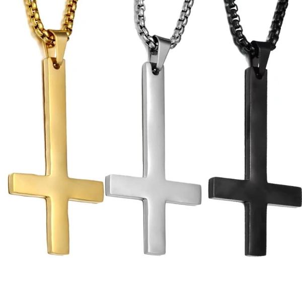 商品名:  Renning Mens Womens Upside Down Cross Necklace Inverted Cross Stainless Steel Pendant Free Chain 24 Inchesブランド: re...