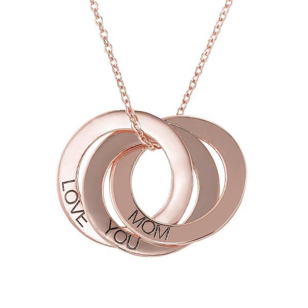 商品名:  Pezebel Personalized Intertwined Russian Rings Name Necklace Sterling Silver Custom Engraved Inscriptions Pendant ...