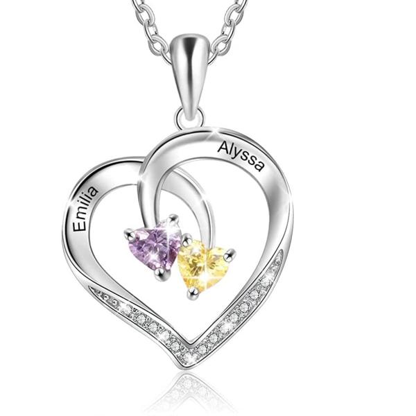 商品名:  Christmas Gifts for Women Mom Personalized Mother Necklace with Birthstones and Names 18K White Gold Filled 925 St...