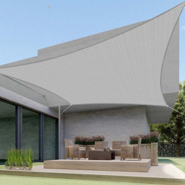 商品名: ECOOPTS 9フィートx19フィート サンシェード セイル 長方形 キャノピーカバー 屋外パティオ パーゴラ 裏庭用 180GSM HDPE生地 紫外線95%カット (グレー) ECOOPTS 9'x19' HDPE Sun ...