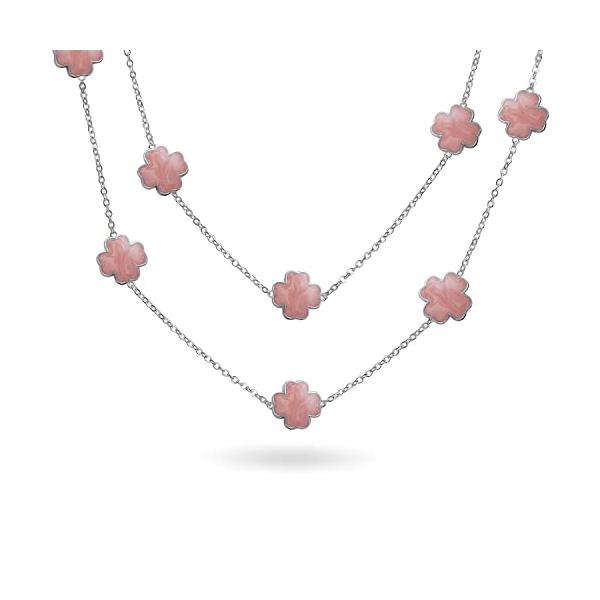 商品名: [Bling Jewelry] 白い花の長い銀メッキパールエナメルステーションチェーンラップ層クローバーネックレス女性のための40インチ Bling Jewelry White Flower Long Silver Plated ...