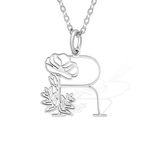商品名:  AILIN Custom Birth Flower Necklace Stainless Steel Dainty Initial Necklaces For Women Personalized Letter Pendant ...