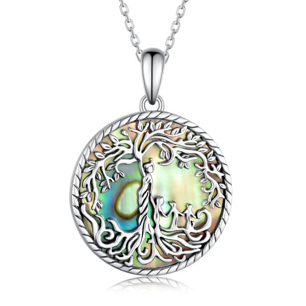 商品名:  SVODEA Tree of Life Pendant Necklace for Women,925 Sterling Silver Created Abalone Shell Mother and Children Neckl...