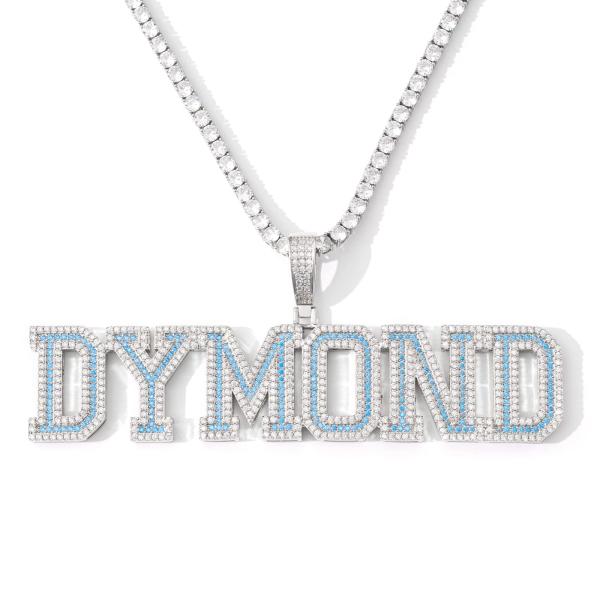 商品名:  Personalized Colorful Stones Name Necklace, 14k Gold Plated Customized Initial Letter Pendant with Diamonds Link C...