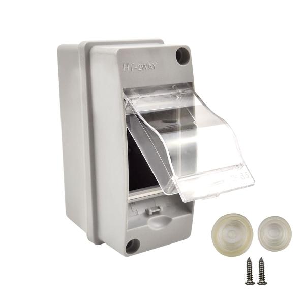 商品名: 2ウェイ配電保護ボックス IP66防水透明カバー 2DINレール 配電ジャンクションボックス 屋内屋外壁サーキットブレーカー用 2-Way Distribution Protection Box, IP66 Waterproof ...