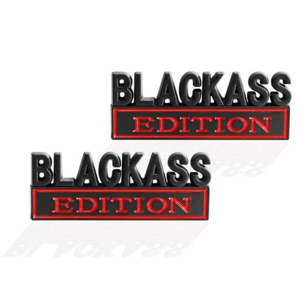 商品名:  CARRUN 2 Pcs BLACKASS Edition Emblem 3D Metal Badge Decal Sticker Fit for Universal Car Truck SUV Side Rear Front ...