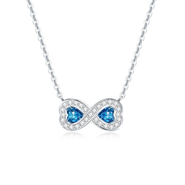 商品名: FANCIME 925スターリングシルバー ジュエリー インフィニティ クリエイテッド ジェムストーン ペンダント ネックレス レディース ガールズ ママ 18インチ, スターリングシルバー, トパーズ FANCIME Blue ...