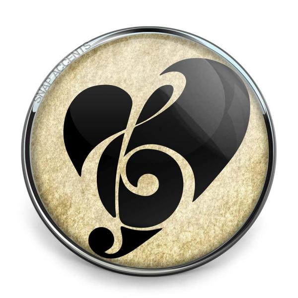 商品名:  Music Snap Jewelry Ginger Charm Heart Note Treble Clef 18MM Button Fits Customizable Bracelets, Necklaces, Keychai...