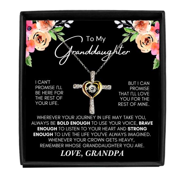 商品名: To My Granddaughter ネックレス Be Bold Enough GramddDaughter and Grandpa おばあちゃんから孫娘へ ジュエリー 誕生日プレゼント, スターリングシルバー, キュービックジ...
