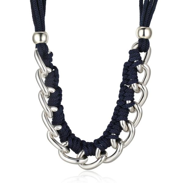 商品名: ステートメント ハンドメイド シルバーレイヤードチェーンネックレス 女性用 編み込みチョーカー パーソナライズされたチャンキーコスチューム 誕生日パーティージュエリー, 亜鉛, アルミニウム Tiberu Statement Ha...